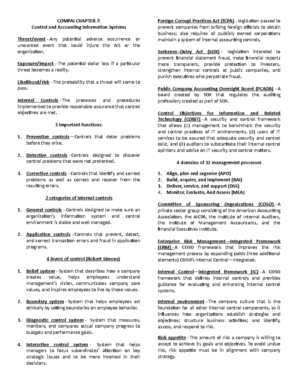 Inbound 6161541861054476391 - COMPAI CHAPTER 7: Control and Accounting Information Systems - Studocu