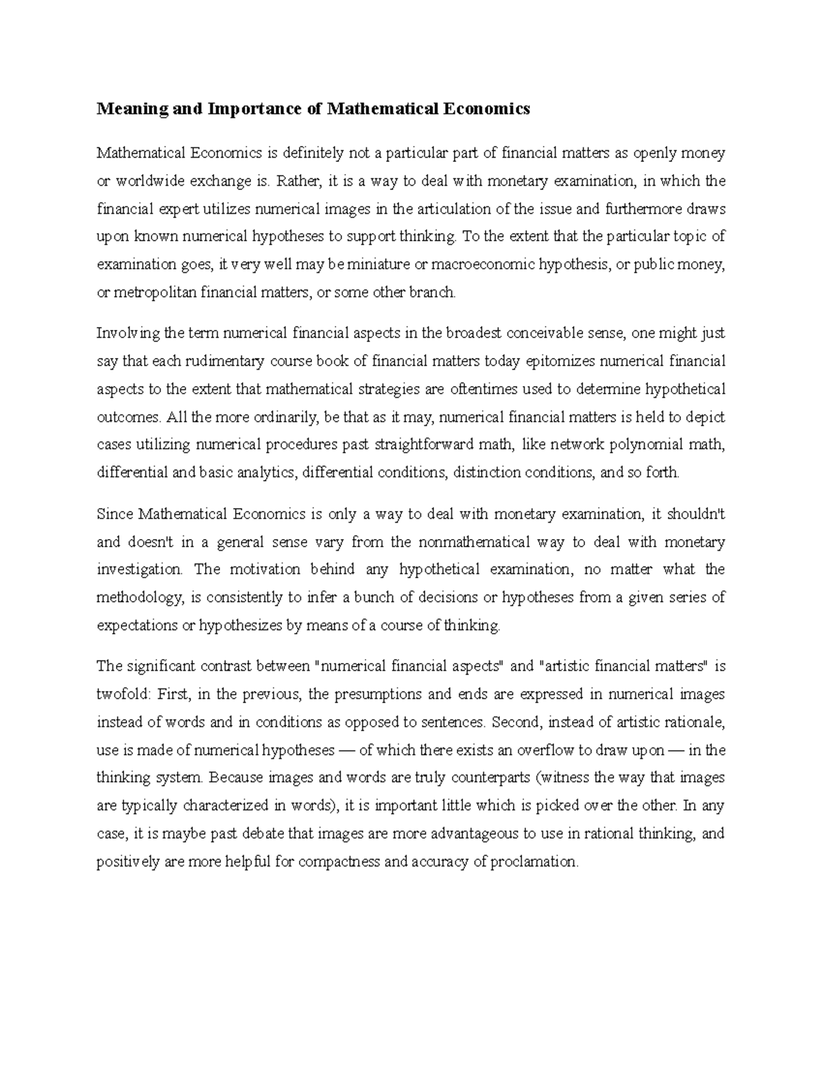 Meaning and Importance of Mathematical Economics - Meaning and ...