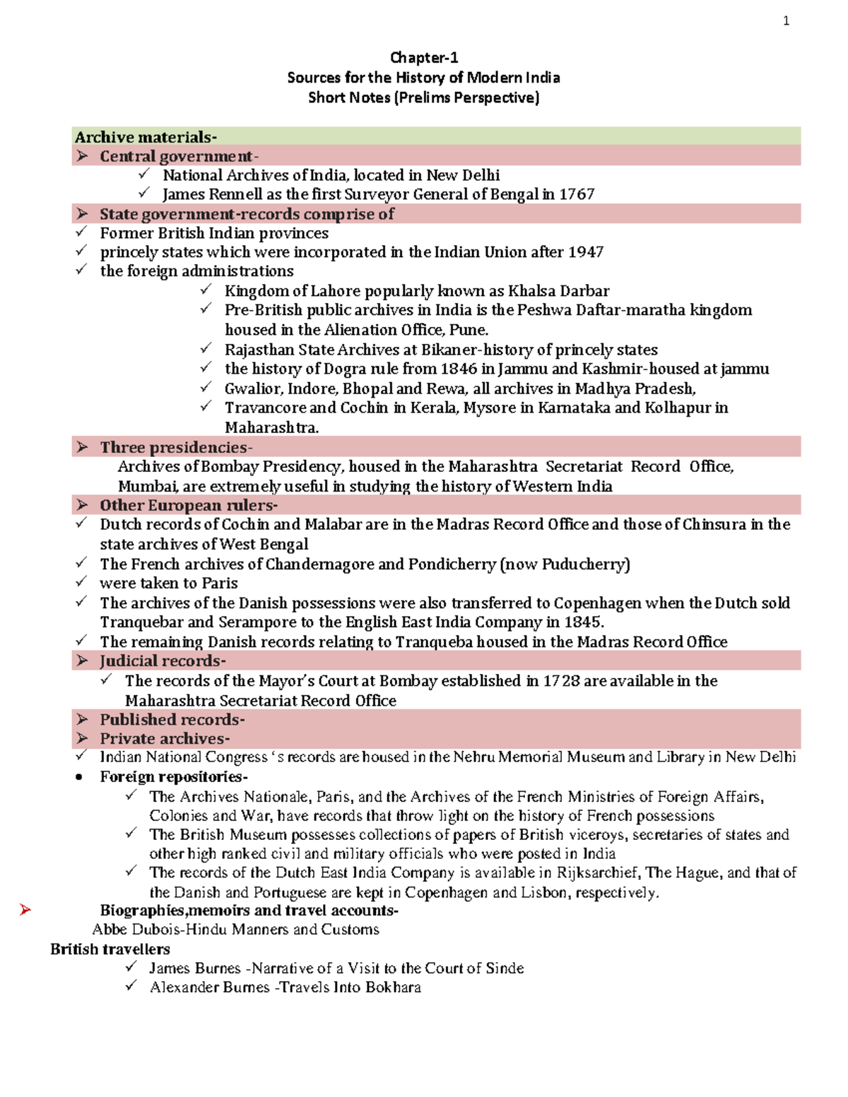 Modern History notes - best - Chapter- Sources for the History of ...