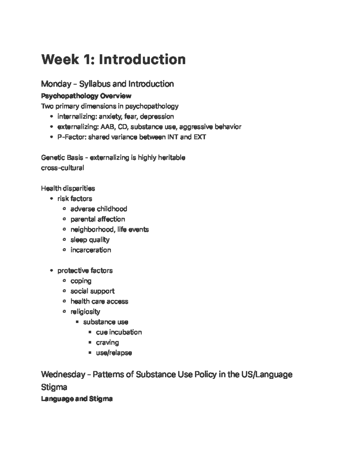 Week 1 Introduction - Professor Bernandt - We e k 1 : I n t ro d u c t i o n Monday - Syllabus ...