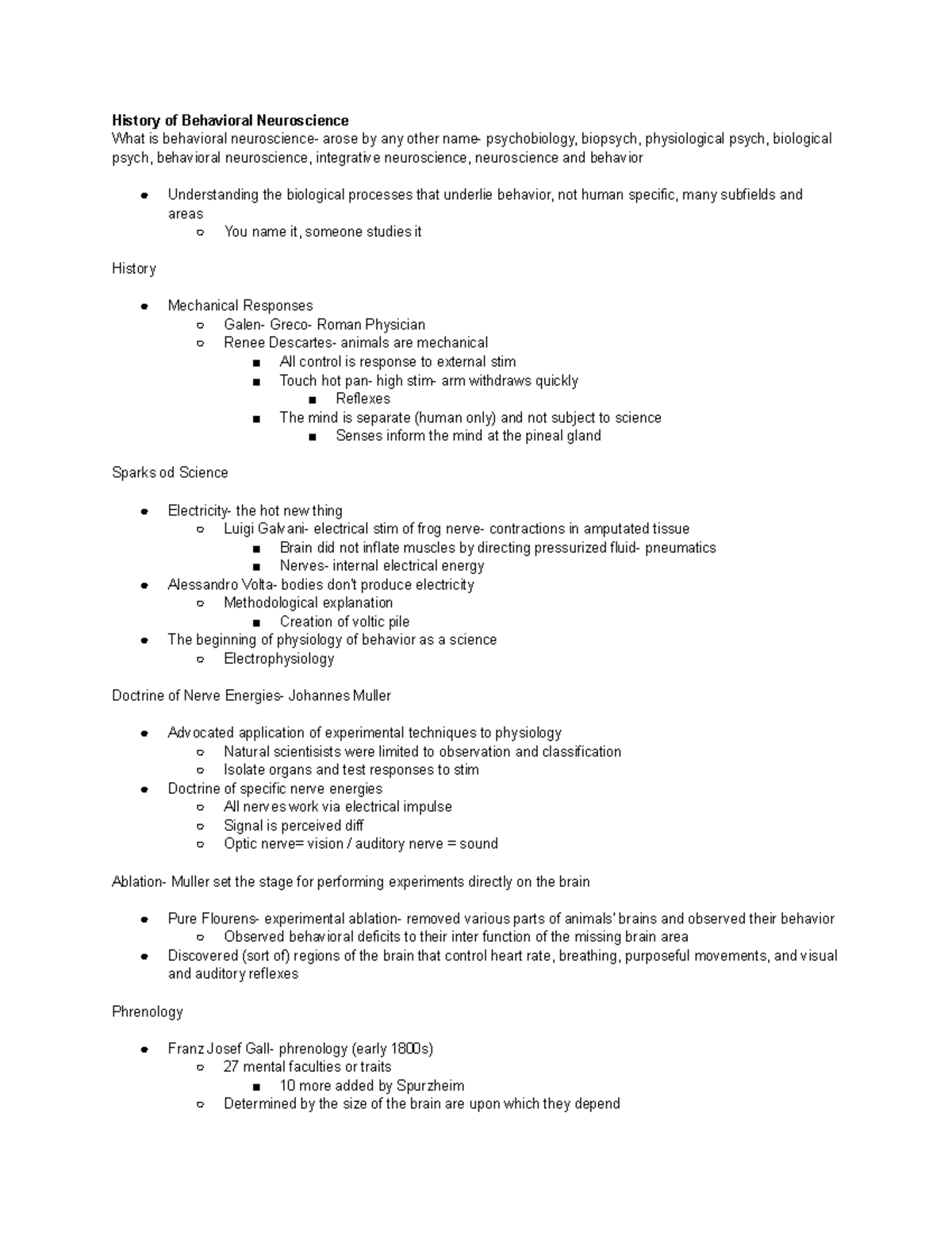 Brain and behavior - Lecture notes 1 - History of Behavioral ...