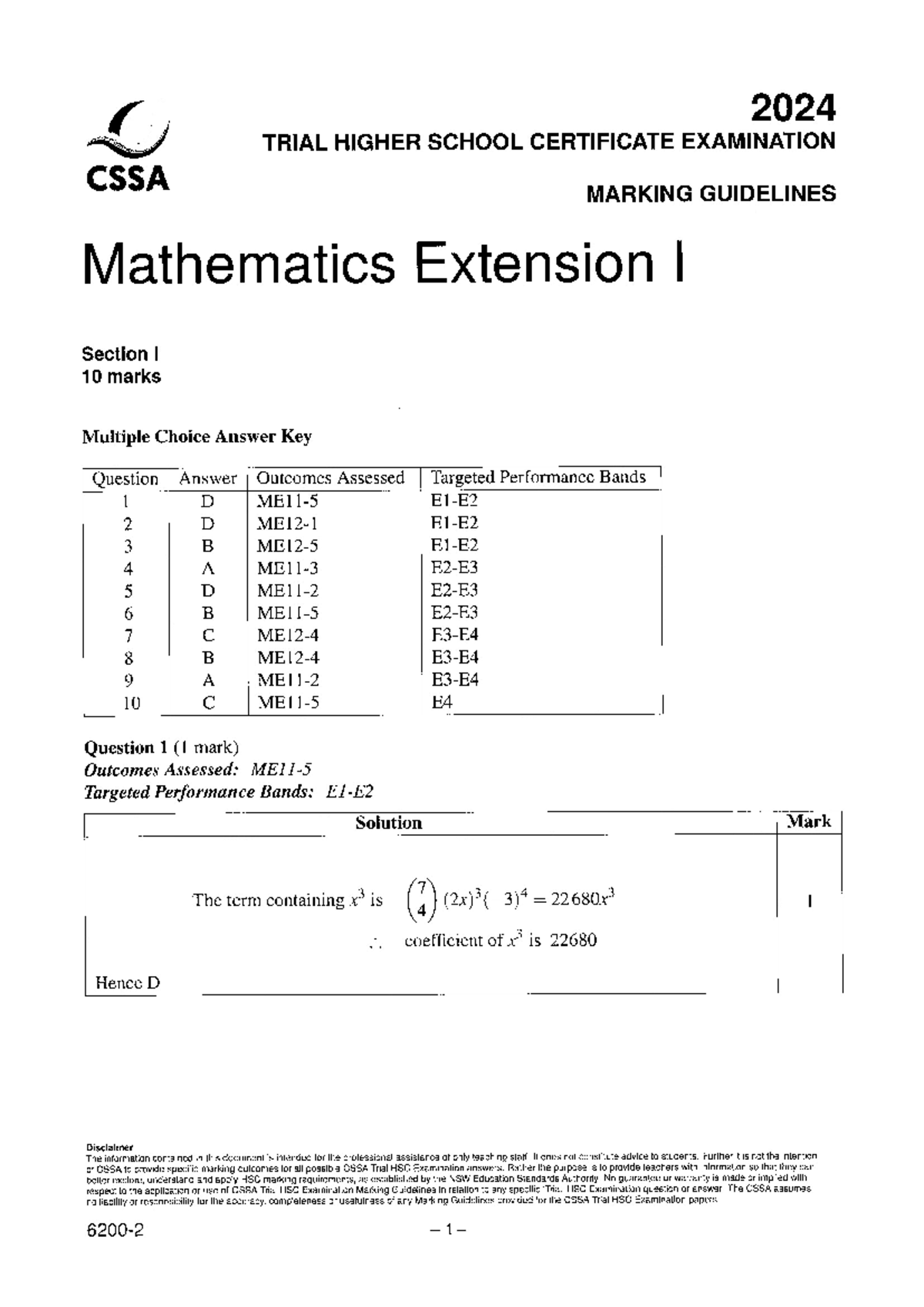 CSSA 3U 2024 Solutions - cssa 2024 ext 1 trial - 2024 TRIAL HIGHER ...