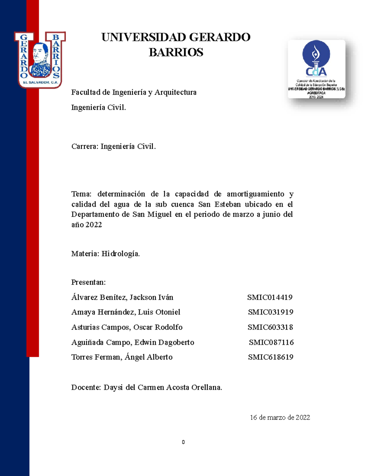 Inv cat Hidrologia Semana 9 para el estudio de capacidad de ...