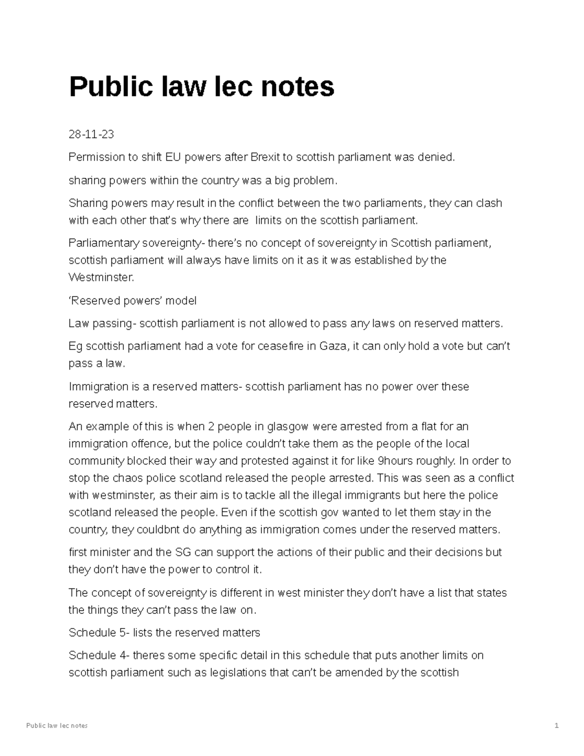 Public law lec notes - Public law lec notes 28-11- Permission to shift ...