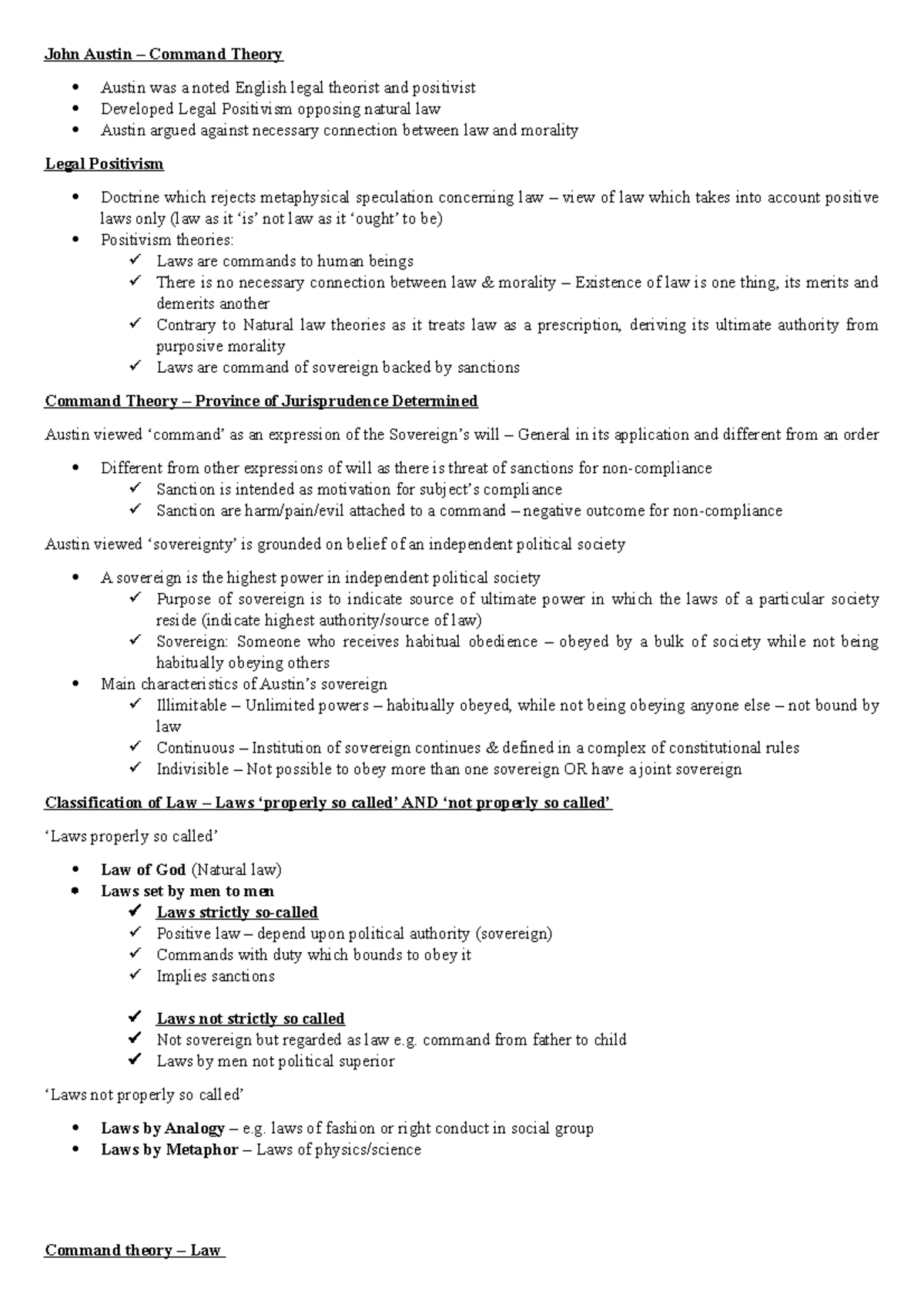 JOHN Austin Command Theory - John Austin – Command Theory Austin was a ...