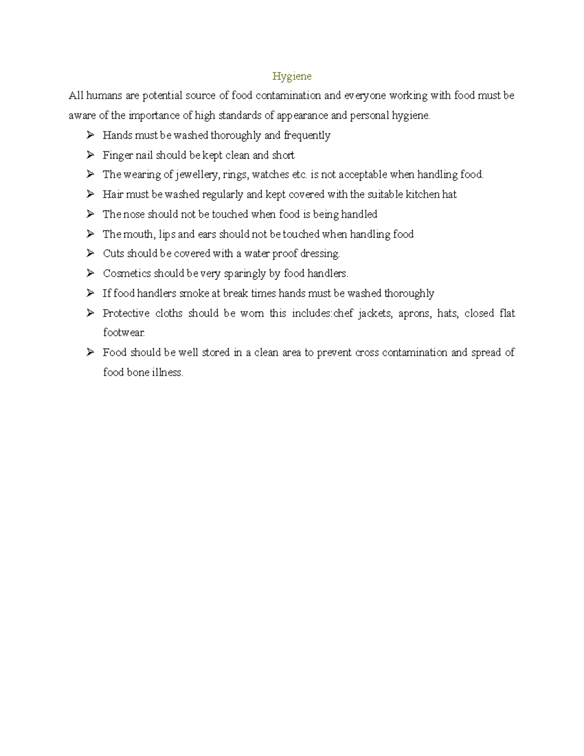 Baking AND Confectionery Notes - Hygiene All humans are potential ...