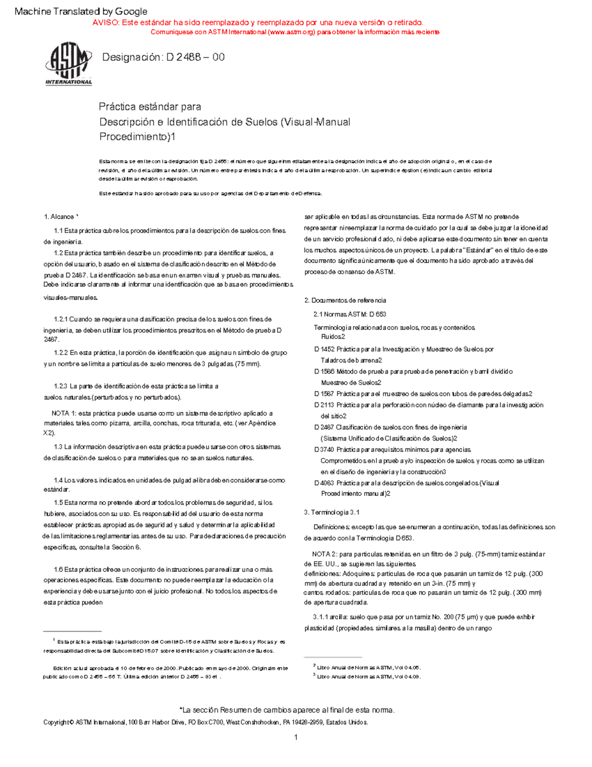 D2488-00 Español - *La sección Resumen de cambios aparece al final de ...