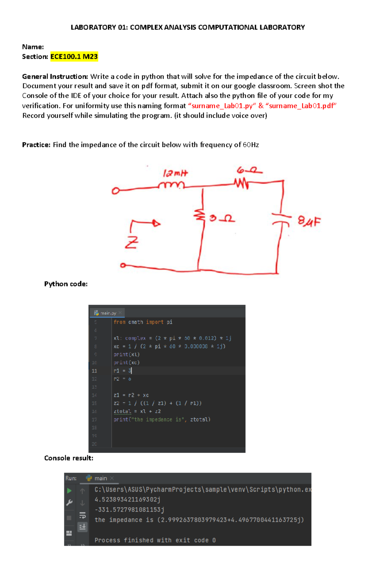 Laboratory 01 Complex Analysis Computational Laboratory - LABORATORY 01: COMPLEX ANALYSIS - Studocu