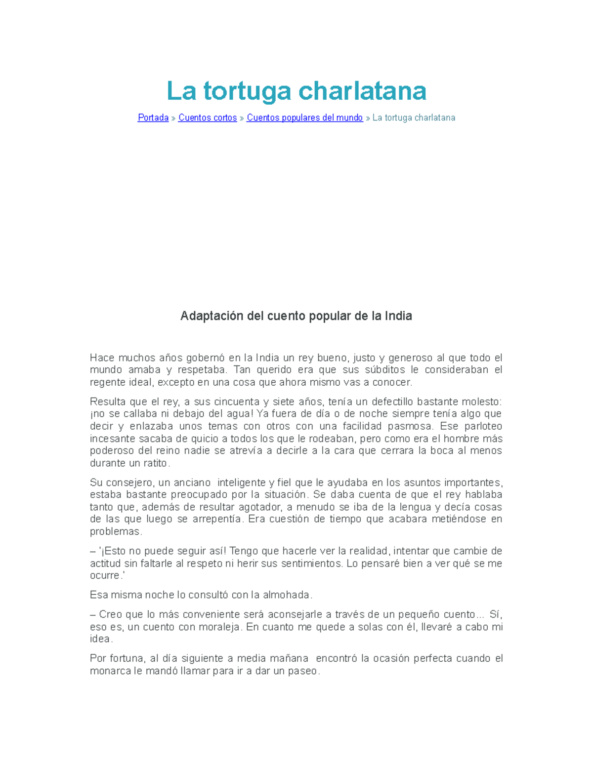 Cuento LA Tortuga Charlatana - La tortuga charlatana Portada » Cuentos ...