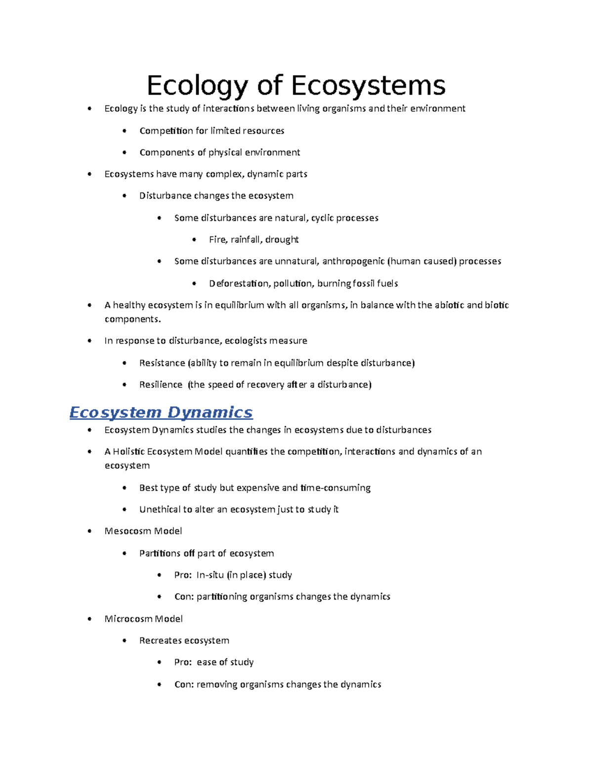 Ecology of Ecosystems - Describe the basic ecosystem types Explain the ...