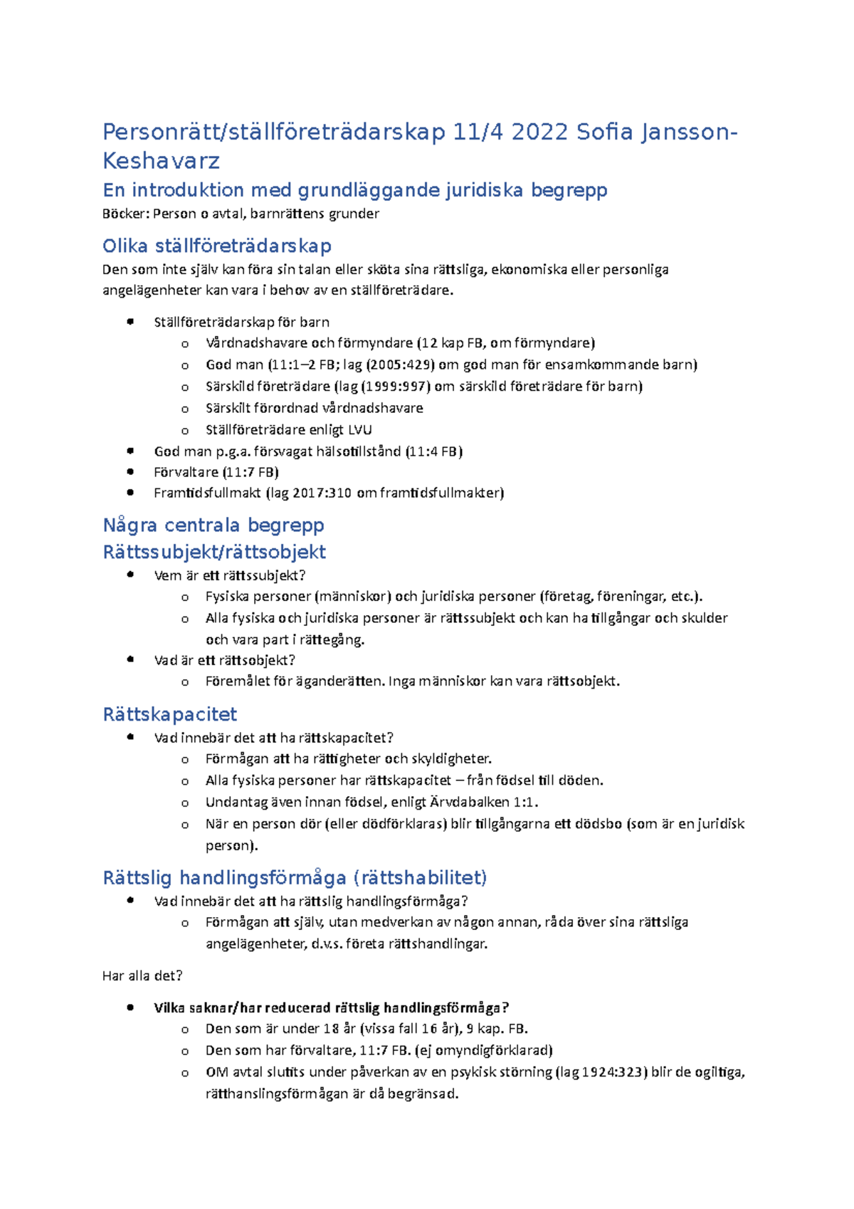 Intro Personrätten SJK - Personrätt/ställföreträdarskap 11/4 2022 Sofia ...