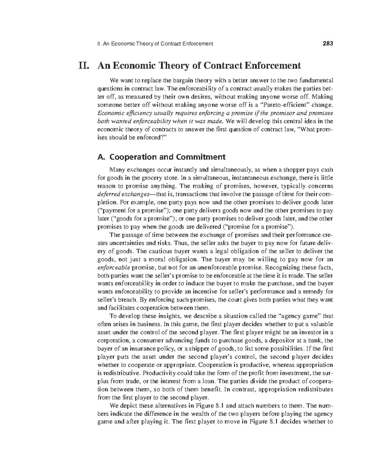 Cooter en Ulen Ch8 An Economic Theoryof Contract Law 283-289 - II. An ...