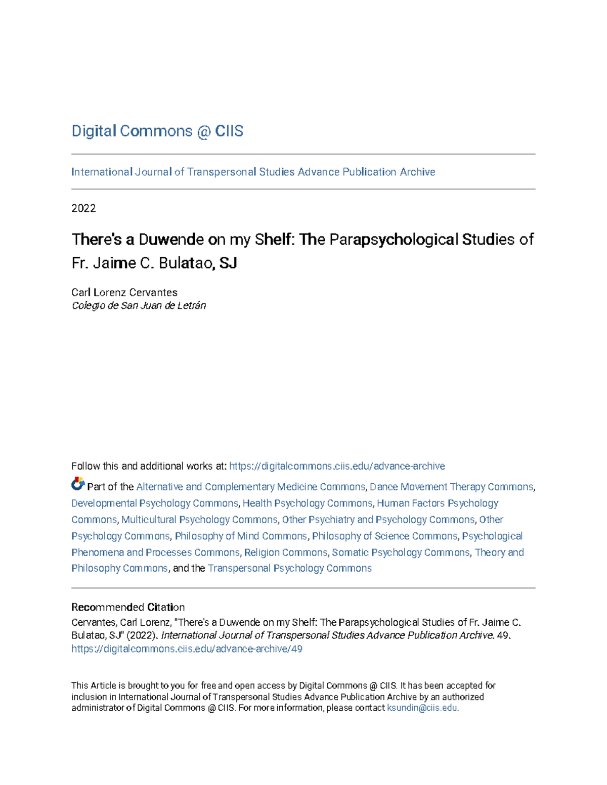 Theres a Duwende on my Shelf The Parapsychological Studies of F - Jaime ...