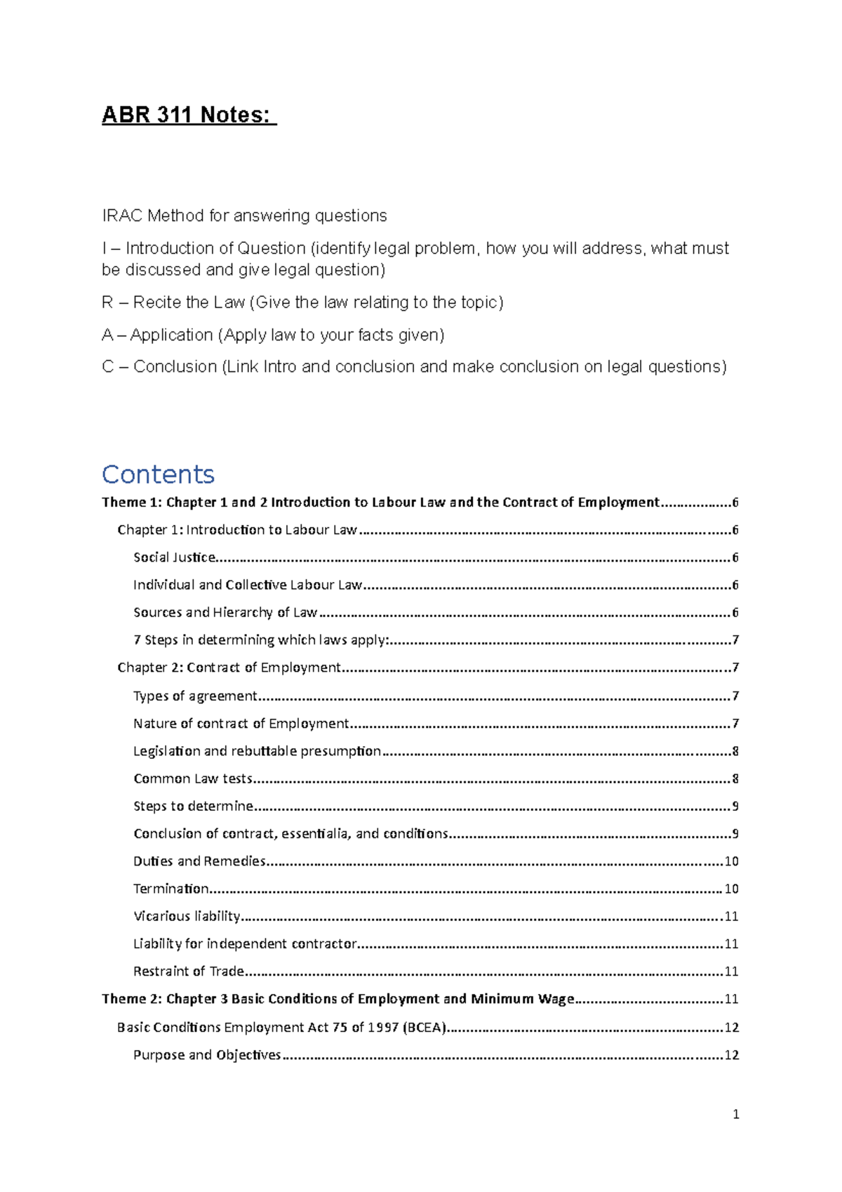 ABR 311 Notes - All the units of semester one ABR 311 included in this ...