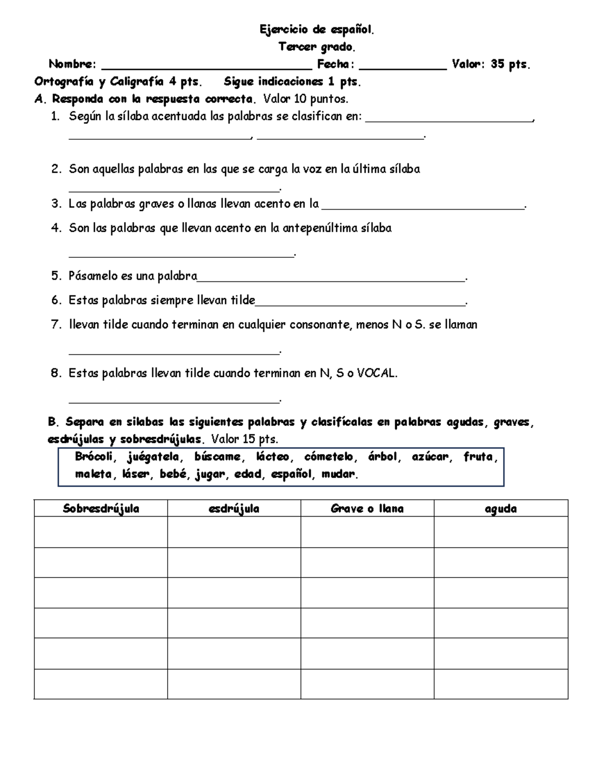 Ejercicio de español 3 - aaaaaaaaaaaaaagdfgerter - Ejercicio de español ...