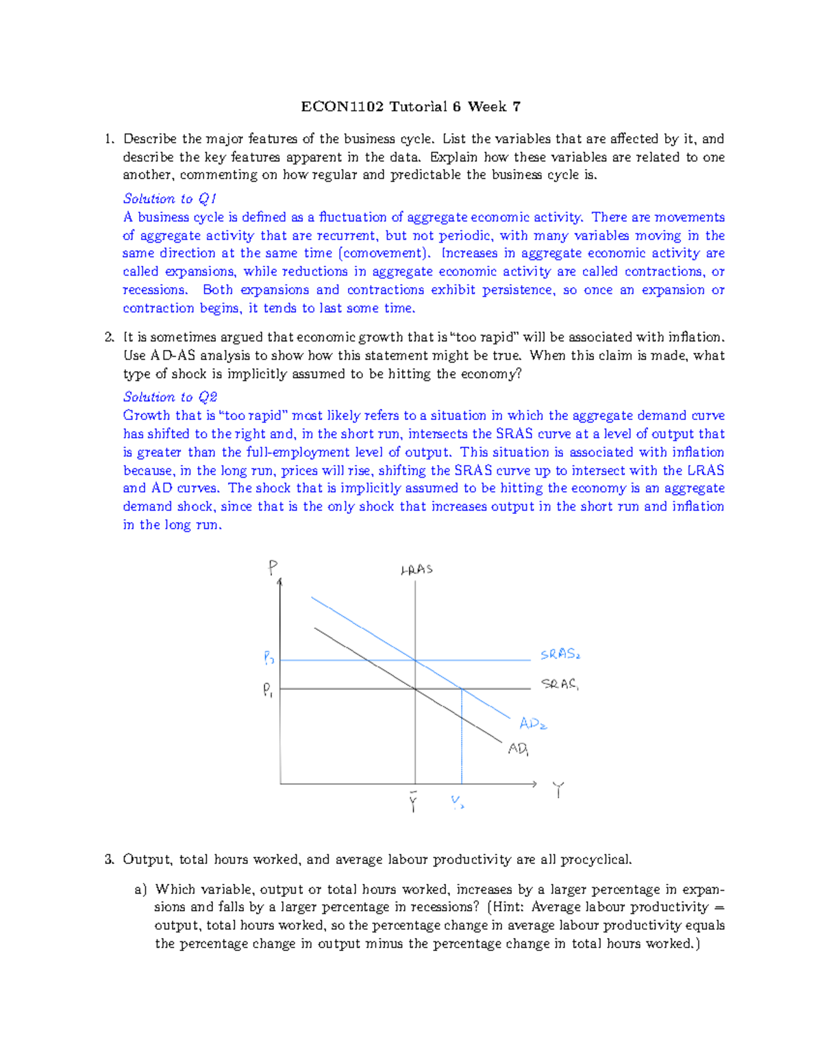 Tutorial 6 ECON1102 sol - ECON1102 Tutorial 6 Week 7 Describe the major features of the business ...