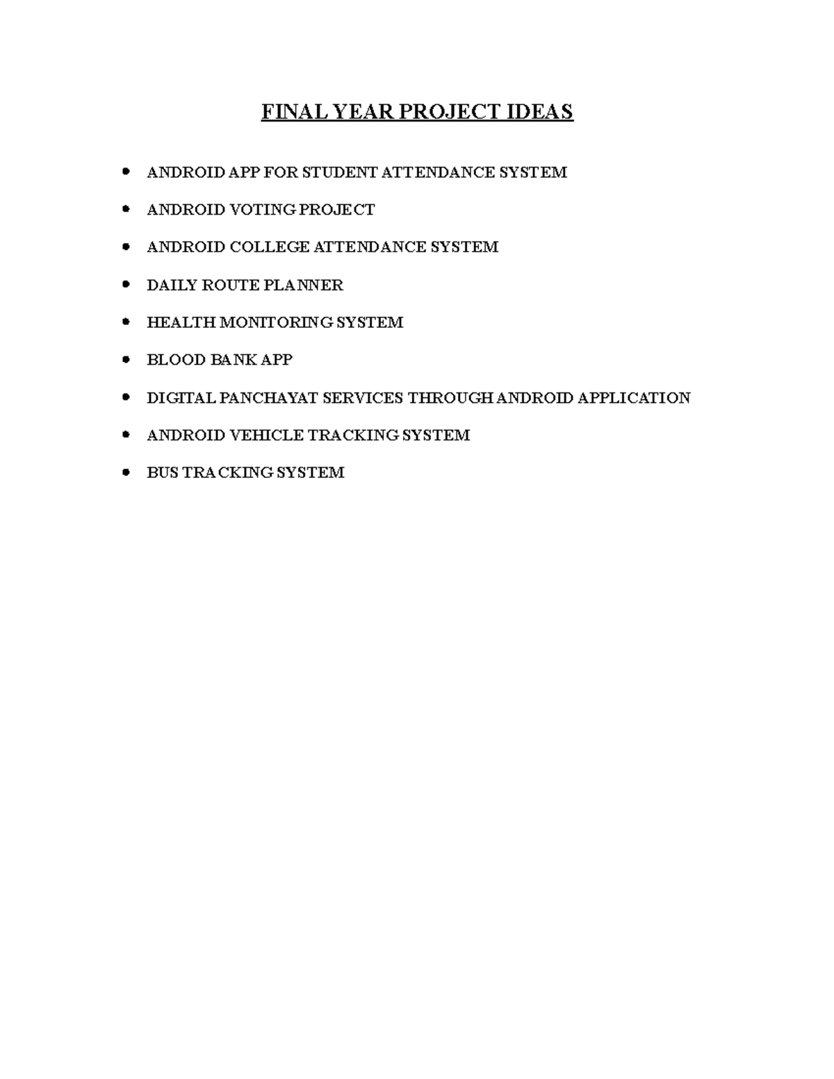 Final YEAR Project Ideas For Computer Science Students FINAL YEAR