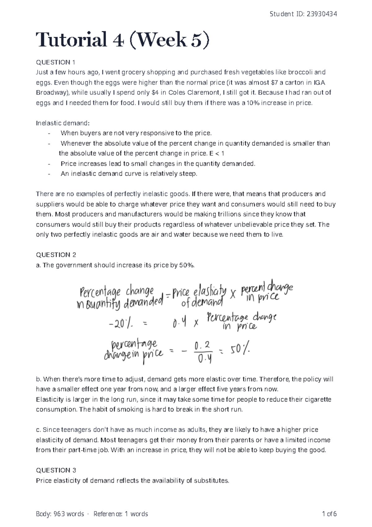Cadmus Submission Tutorial 4 (Week 5) - Tutorial 4 (Week 5 ) QUESTION 1 Just a few hours ago, I ...