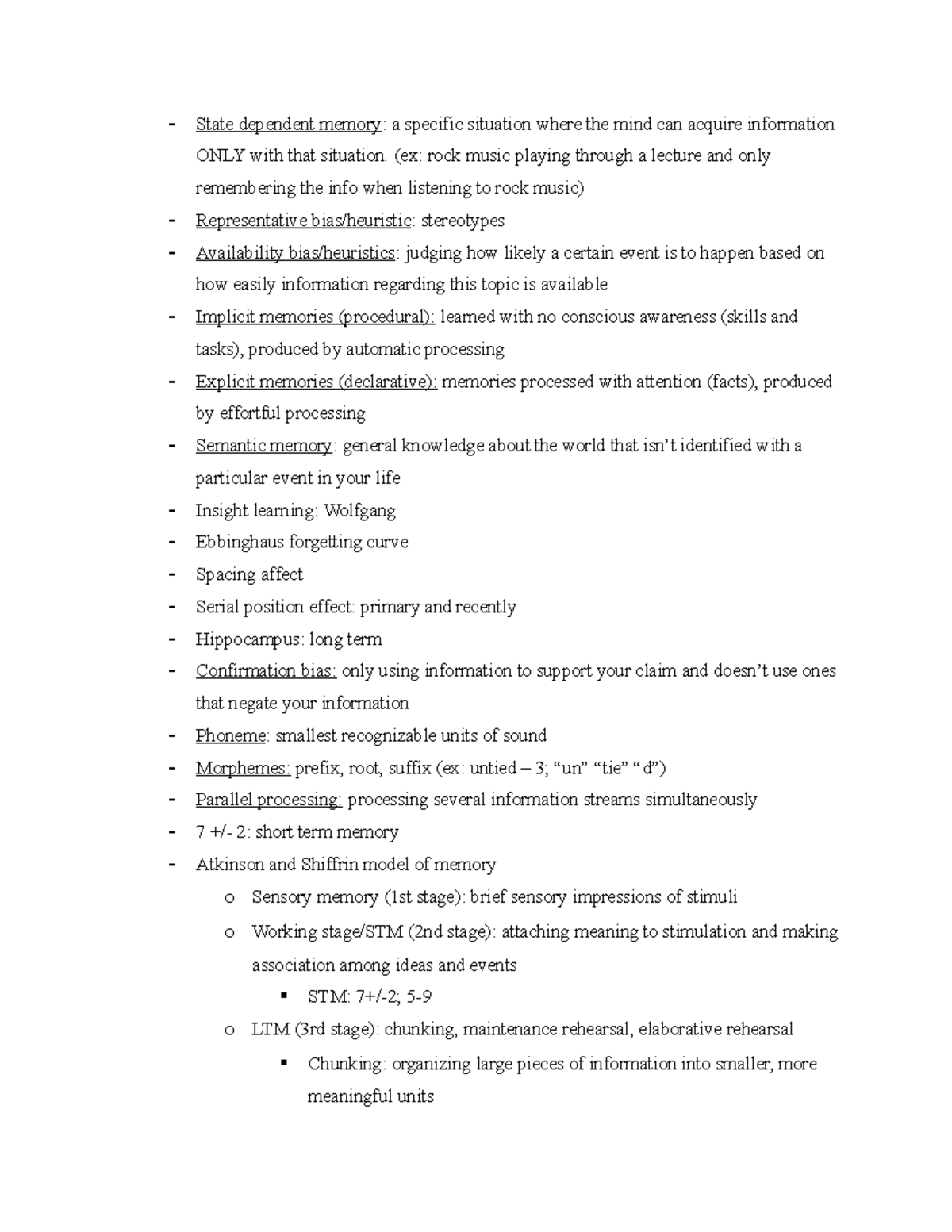 Ap psych cognition - brief information - ⁃ State dependent memory: a ...