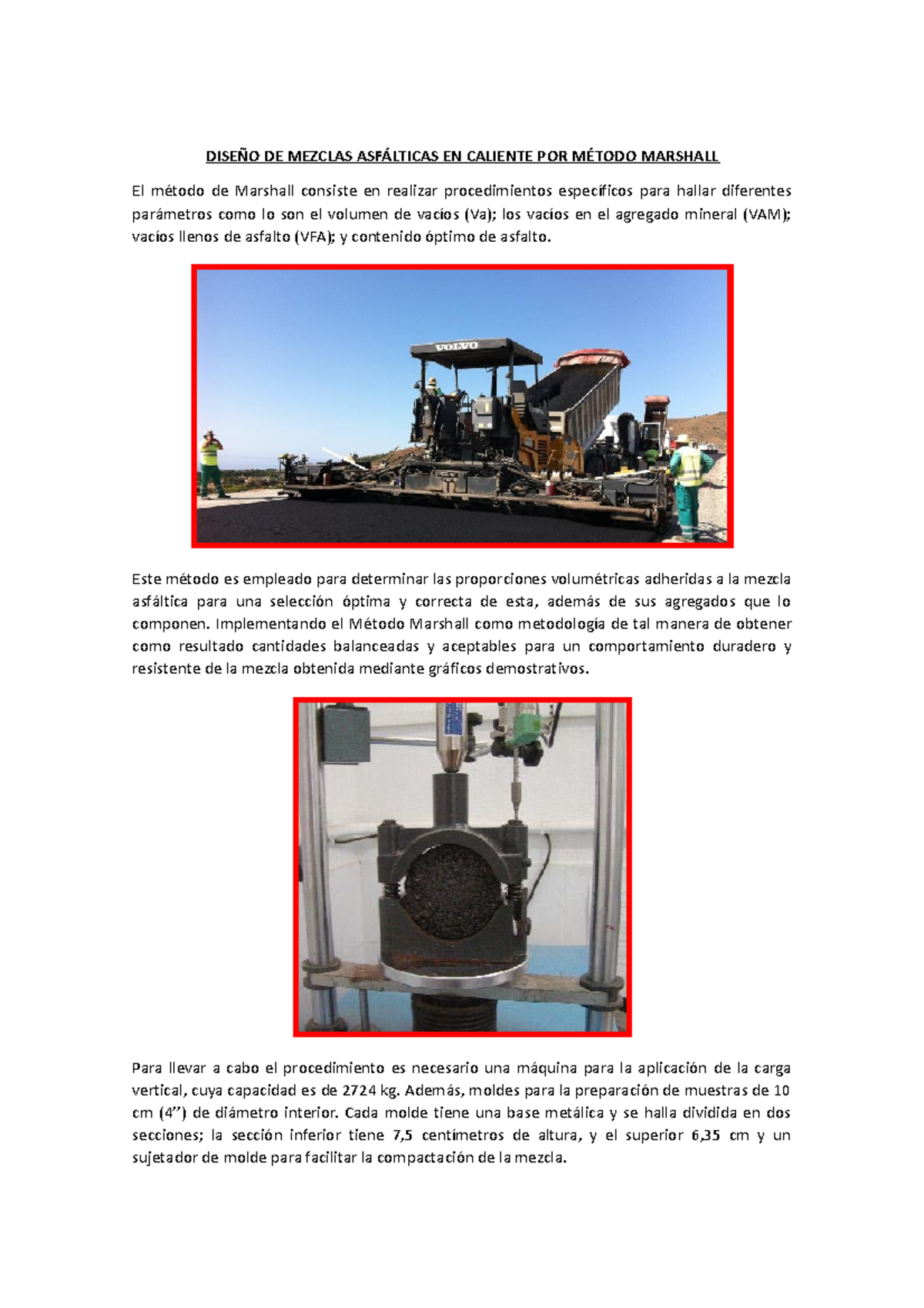 Pavimentos P4 - sgsgs - DISEÑO DE MEZCLAS ASFÁLTICAS EN CALIENTE POR MÉTODO MARSHALL El método ...
