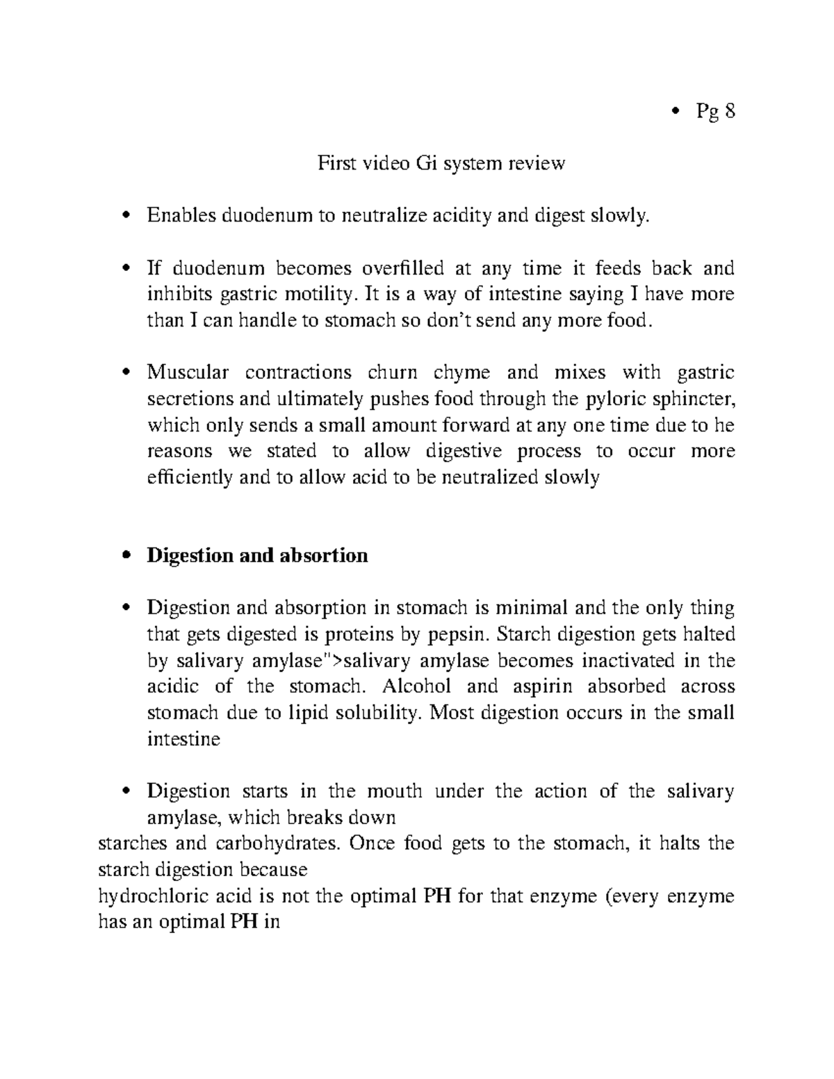 Gi prep exam - Pg 8 First video Gi system review Enables duodenum to ...