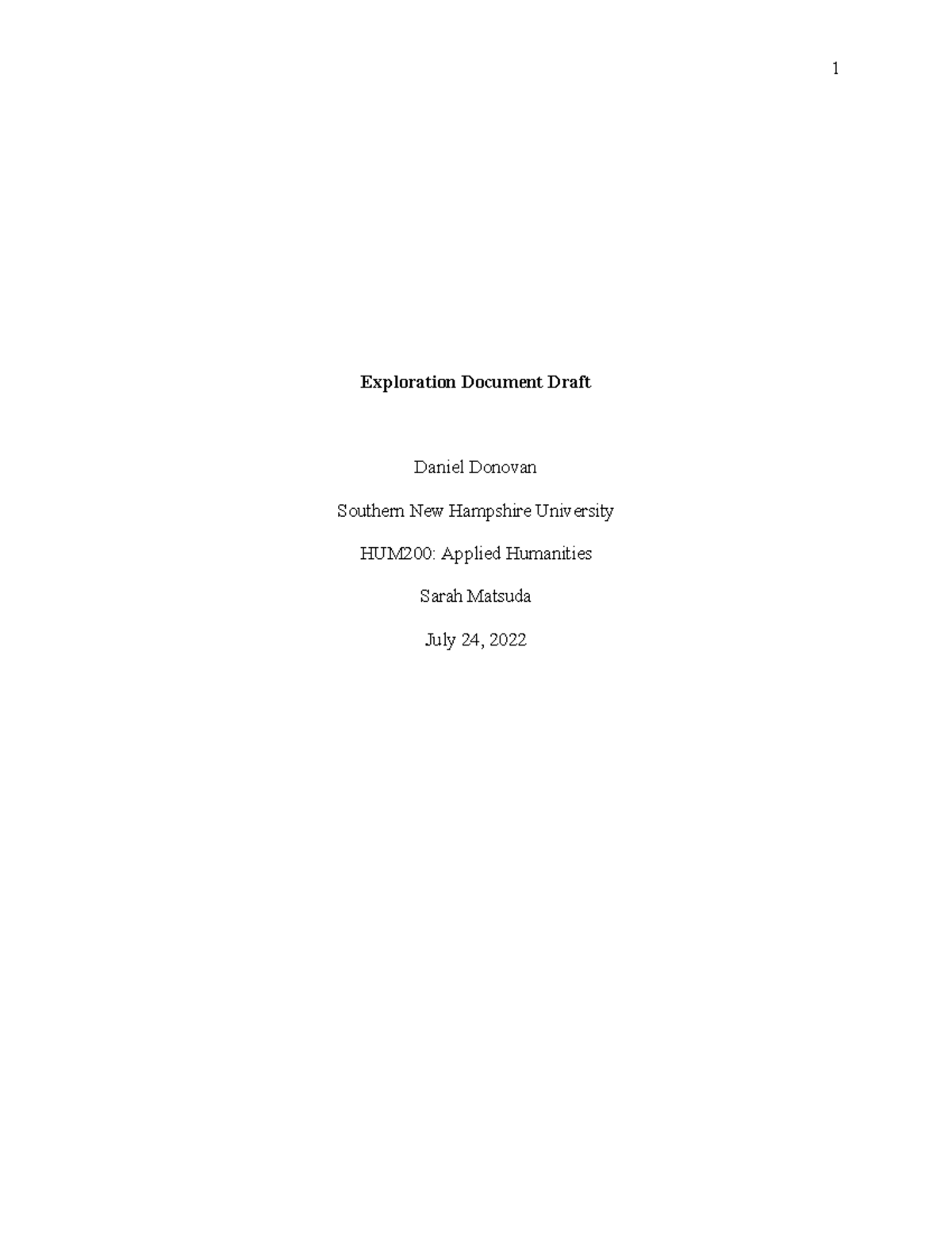 Exploration Document Draft - Exploration Document Draft Daniel Donovan ...