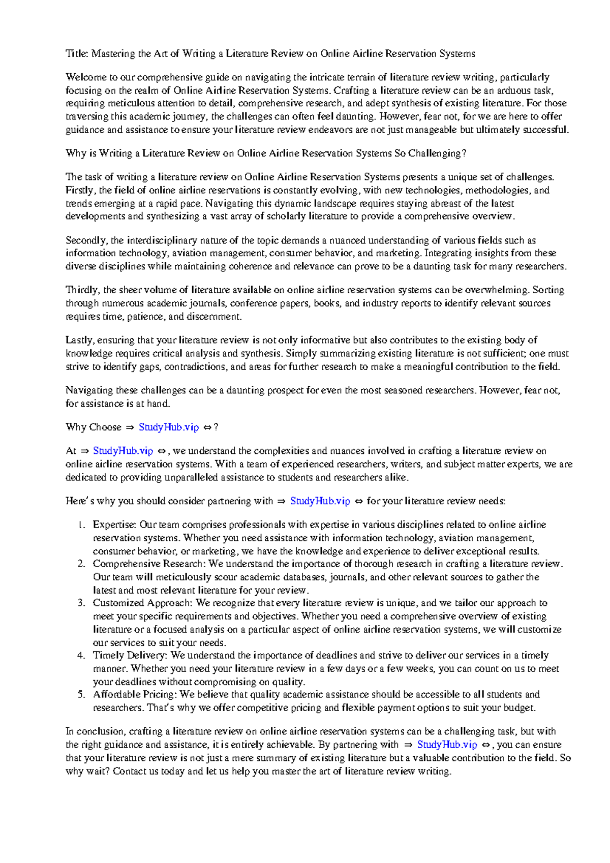 Online Airline Reservation System Literature Review - Title: Mastering ...