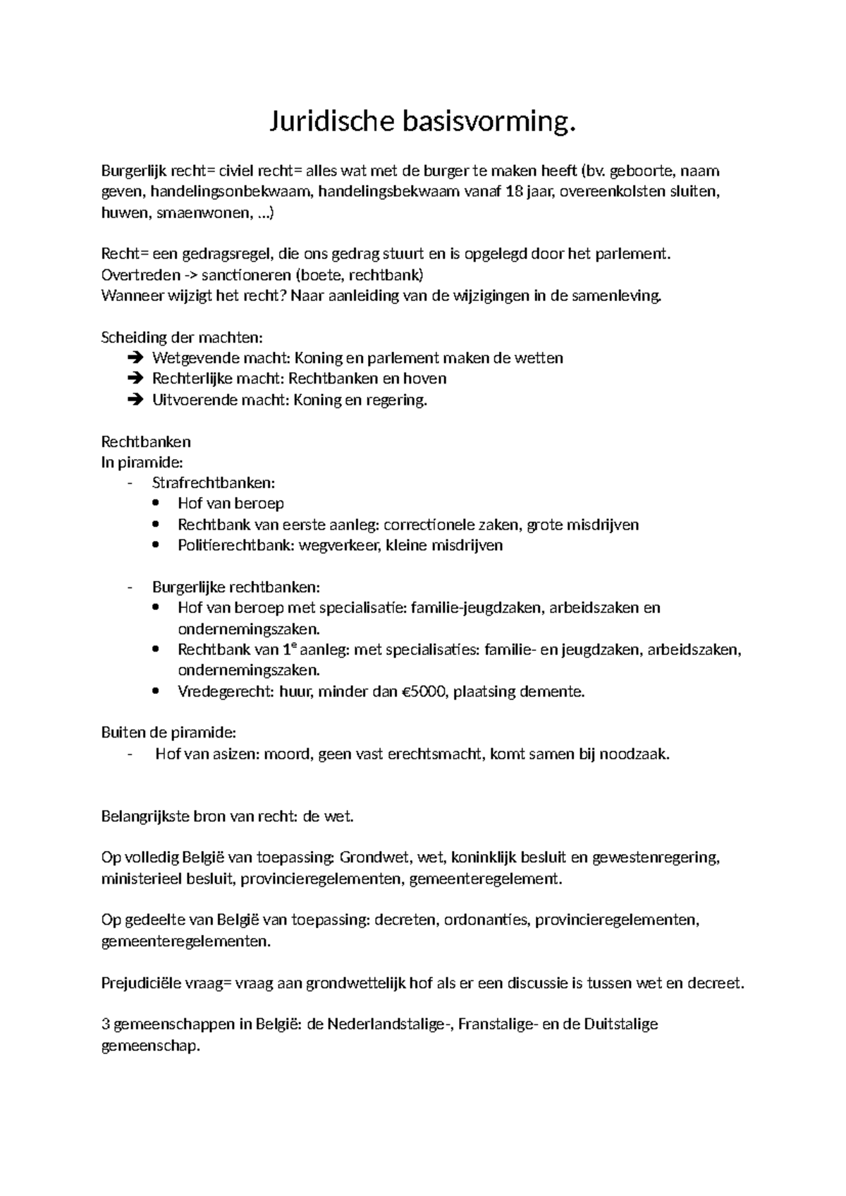 Juridische basisvorming samevatting - Juridische basisvorming ...