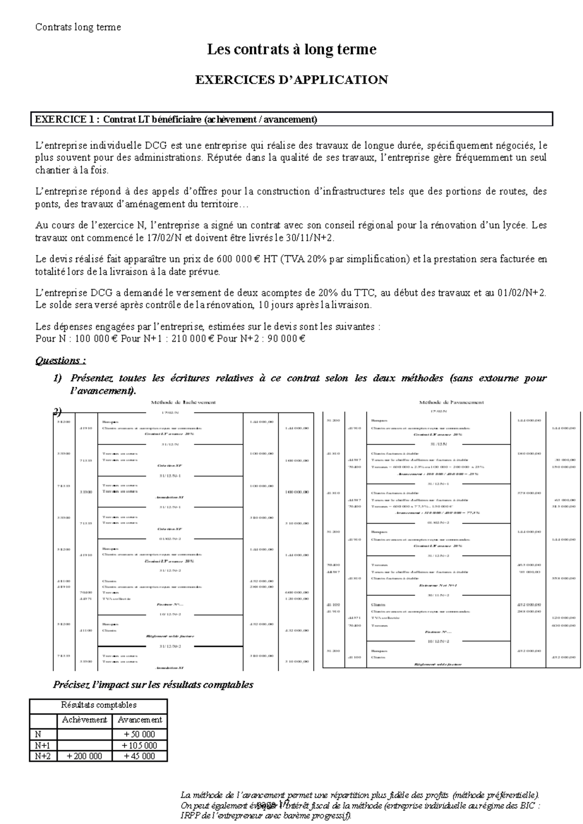 Post-70968- Correction Demand 2E - Les contrats à long terme EXERCICES D’APPLICATION EXERCICE 1 ...