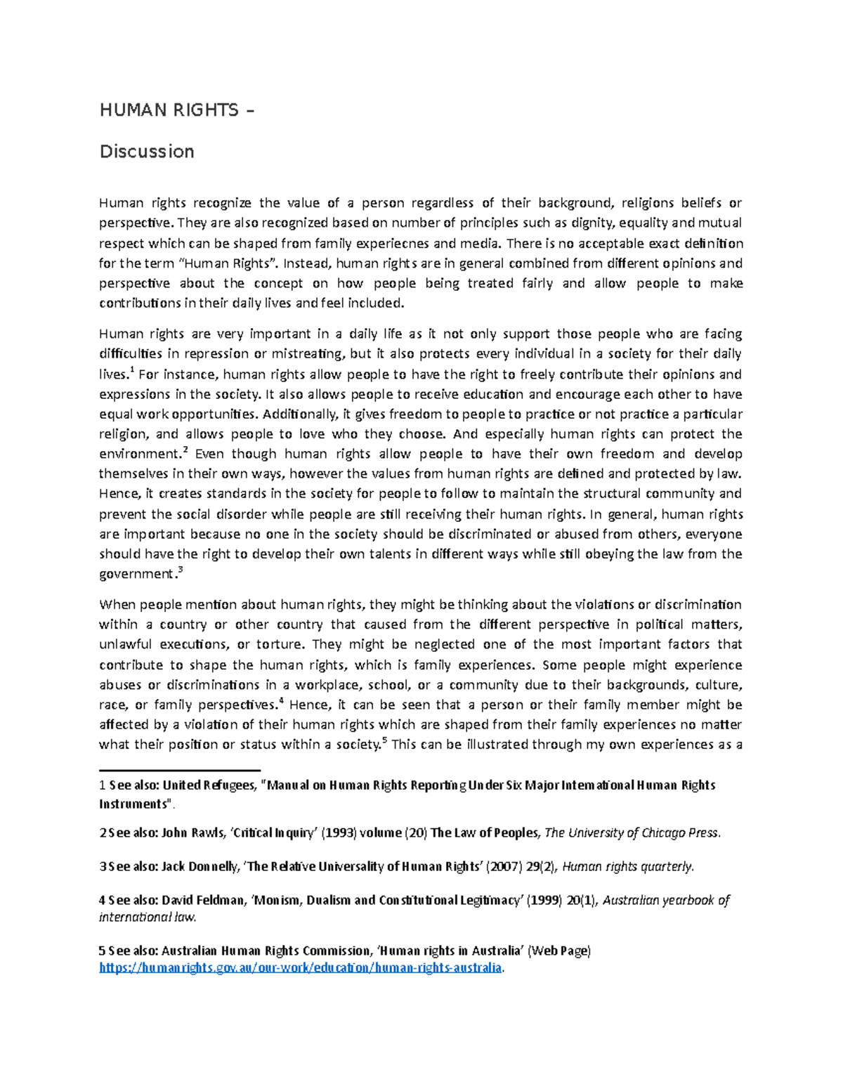 Human rights discussion - HUMAN RIGHTS – Discussion Human rights ...