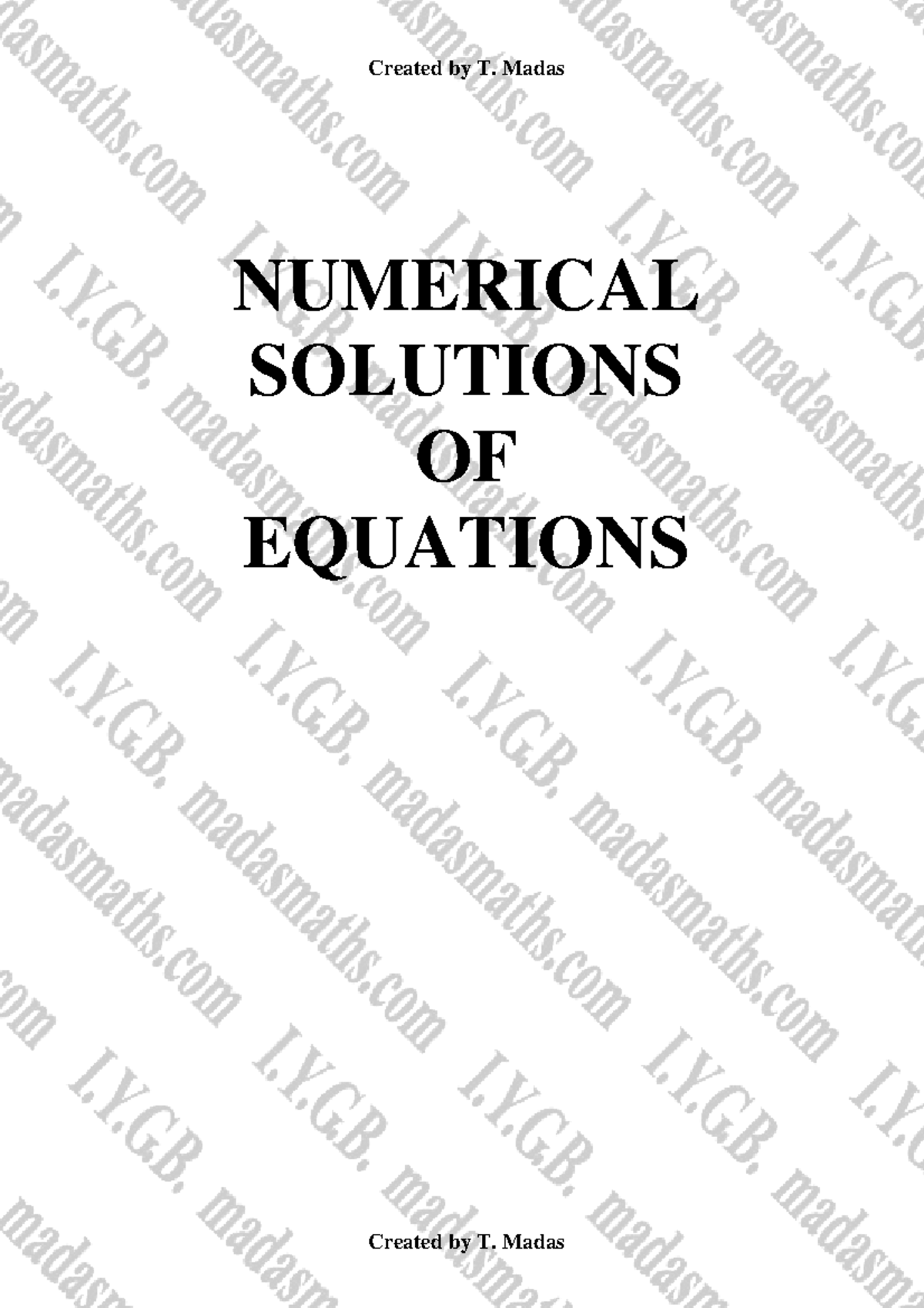 Numerical solutions of equations - NUMERICAL SOLUTIONS OF EQUATIONS ...