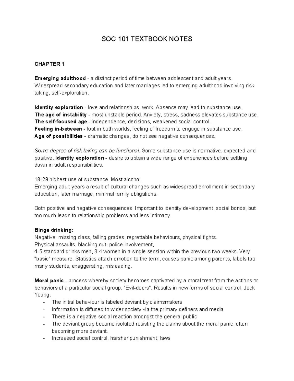 SOC 101 Textbook Notes - SOC 101 TEXTBOOK NOTES CHAPTER 1 Emerging ...