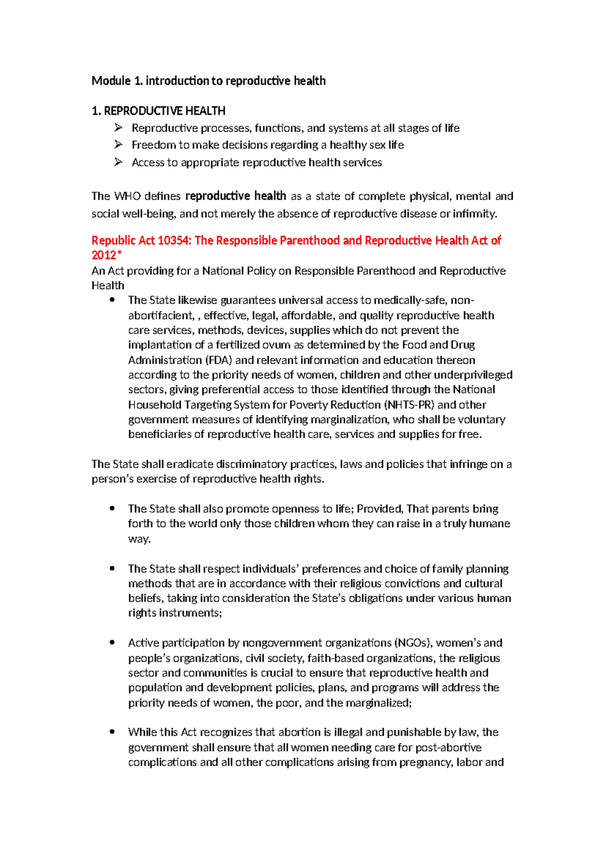 Human repro module 1 and 2 - Module 1. introduction to reproductive ...
