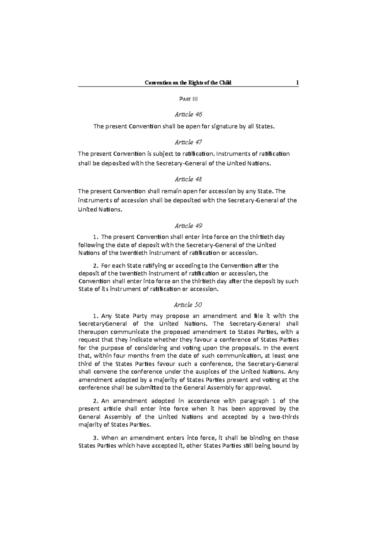 Int. humanrights law m35 - Convention on the Rights of the Child 1 PART ...