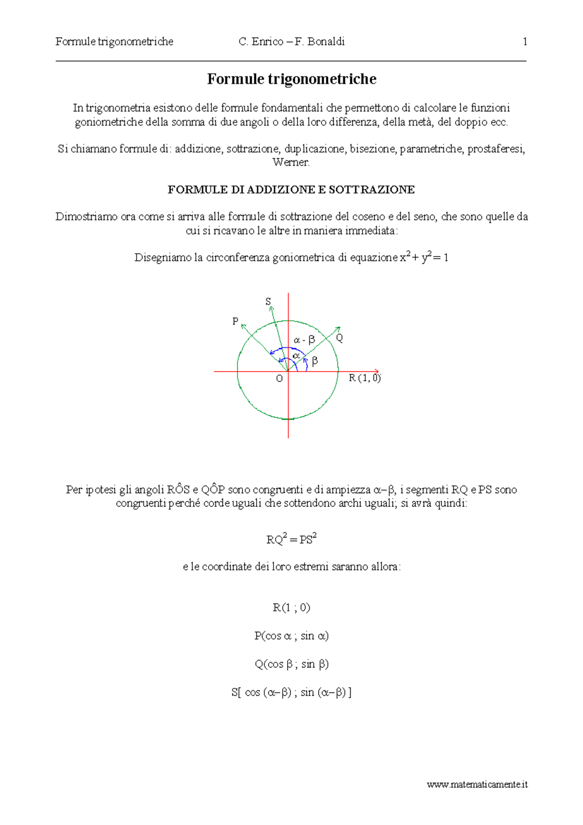 Formulario di trigonometria - - Studocu
