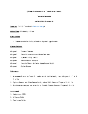 QF2103 tut05 - Tutorial - QF2103 Tutorial 5 Problem 1. Stochastics 1(a ...