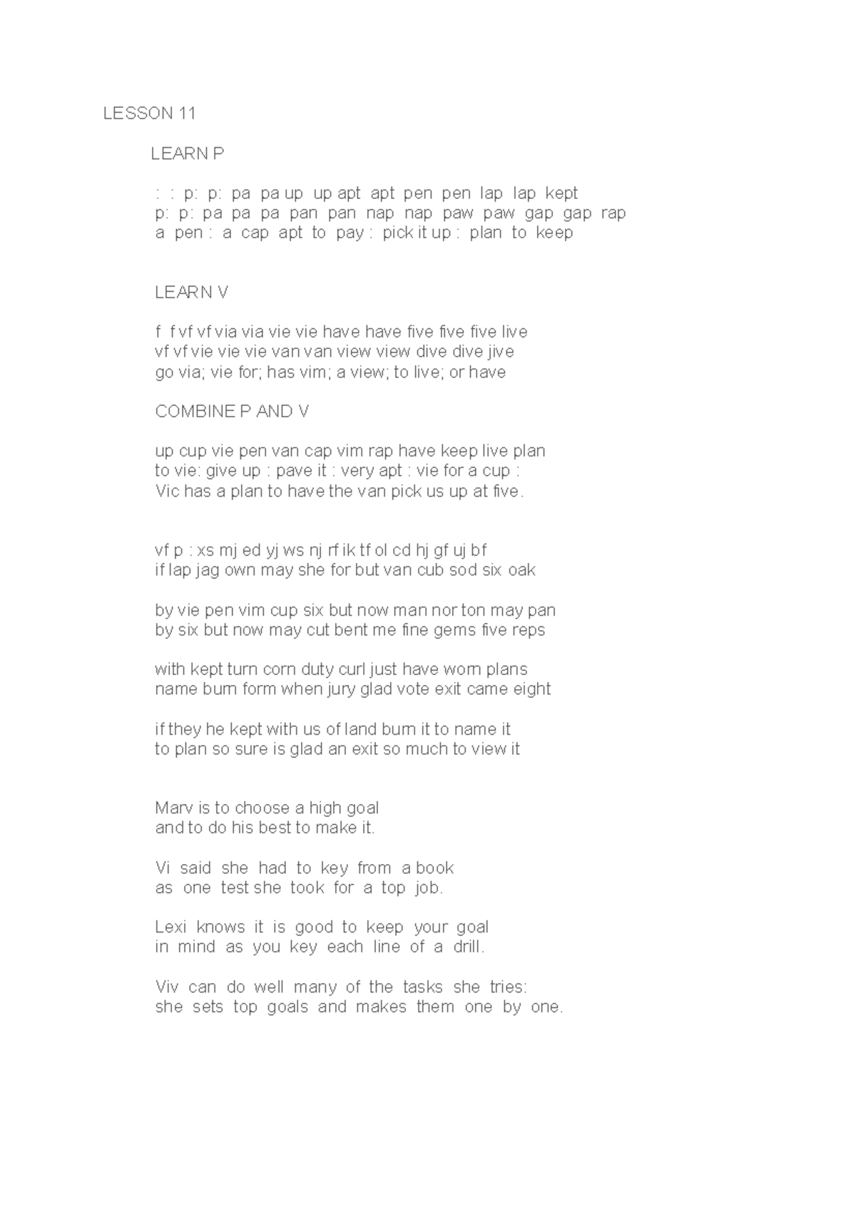 Lesson 11 - English essay - LESSON 11 LEARN P : : p: p: pa pa up up apt ...