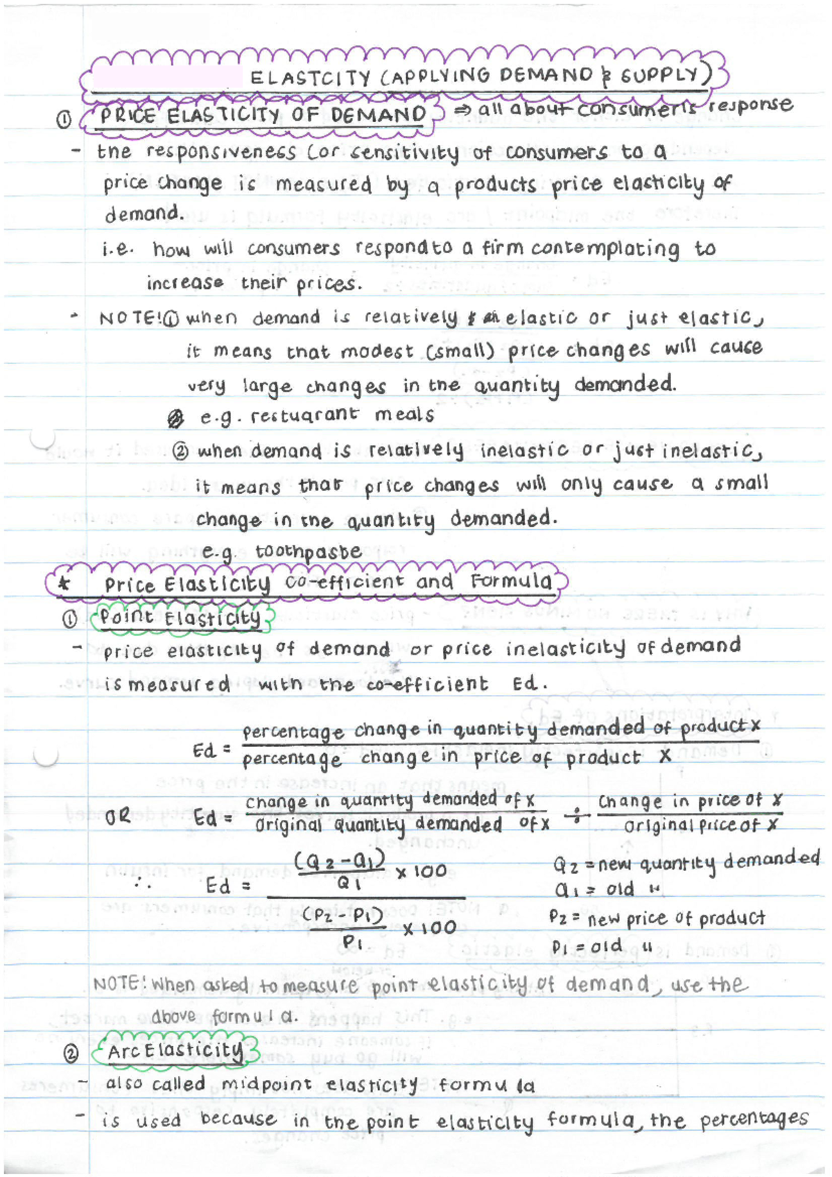 Elasticity (Applying Demand and Supply) - Summary - EKN 110 - Studocu