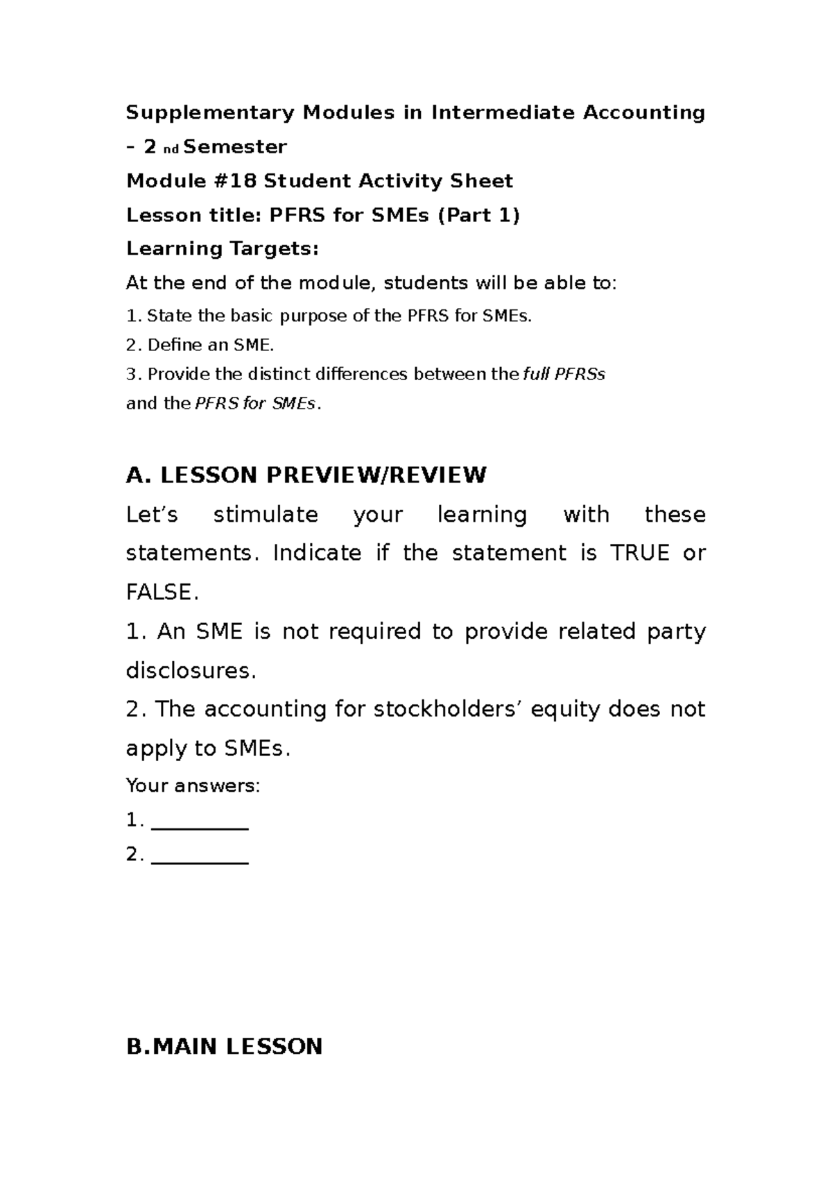 Supplementary Modules in Intermediate Accounting – 2 M18 ...