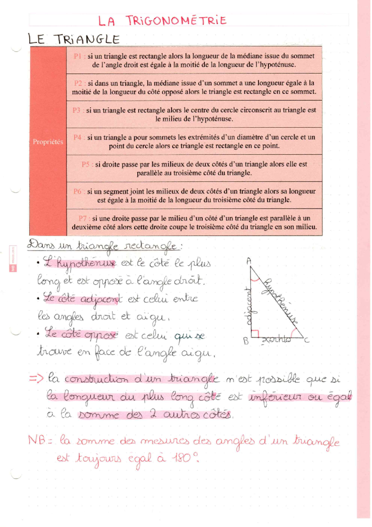 La trigonométrie - Mathematique a - Studocu