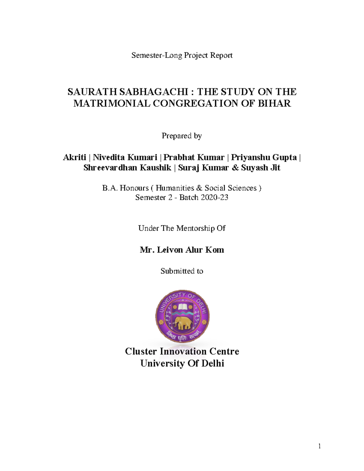 Semester long project report saurathsabha - Semester-Long Project ...