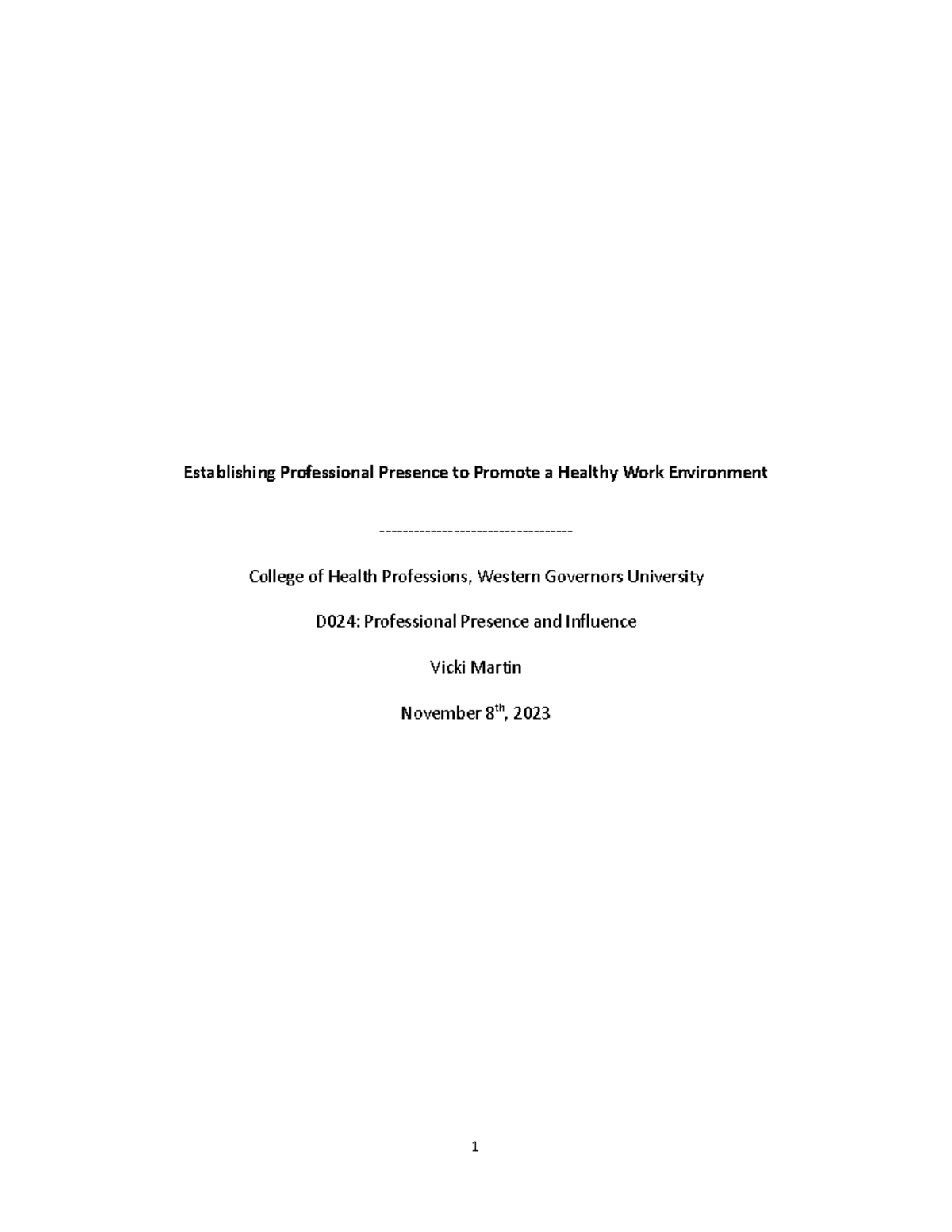 Reflection Paper - Establishing Professional Presence to Promote a ...