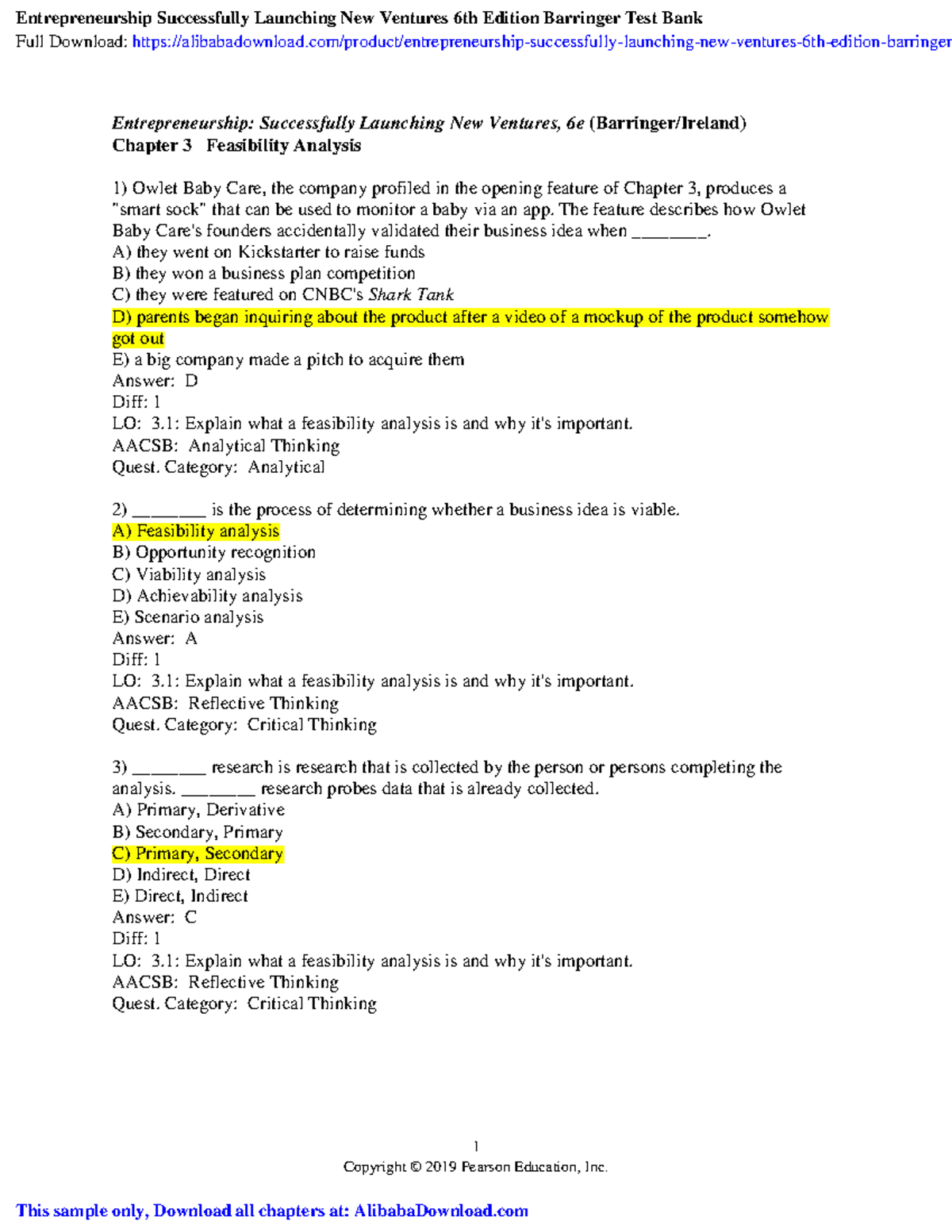 Chapter 3 - MCQs for quiz - 1 Copyright © 2019 Pearson Education, Inc ...