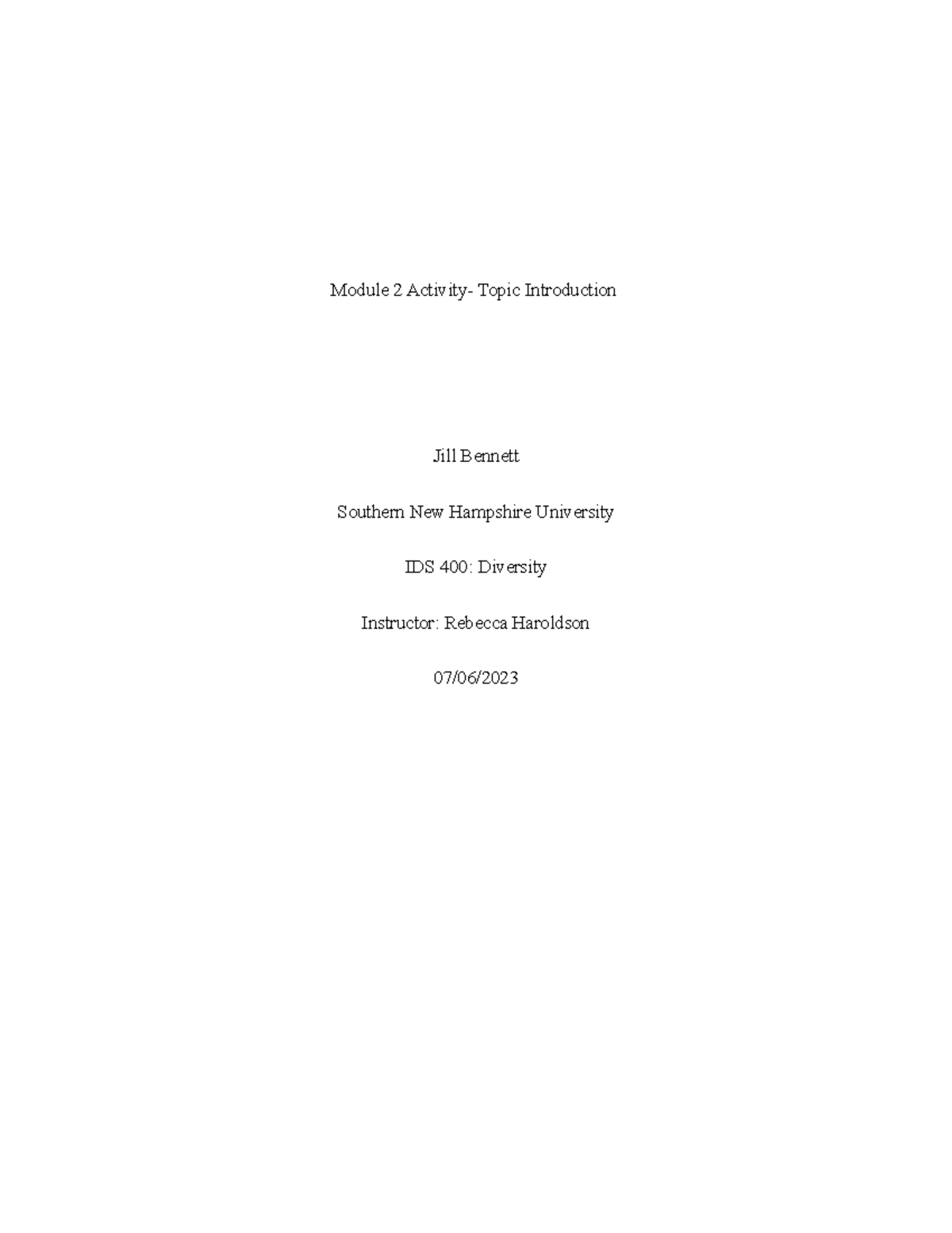 Module 2 Activity topic introduction - Module 2 Activity- Topic ...