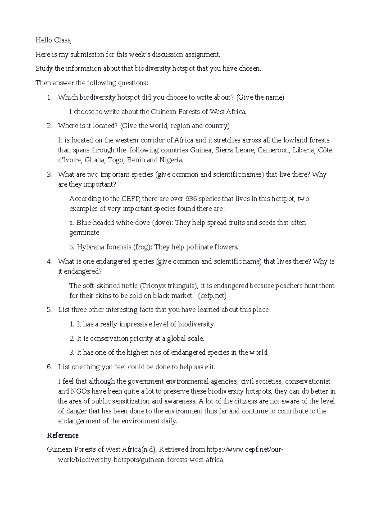 DIscussion Assignment 2 - Hello Class, Here is my submission for this ...