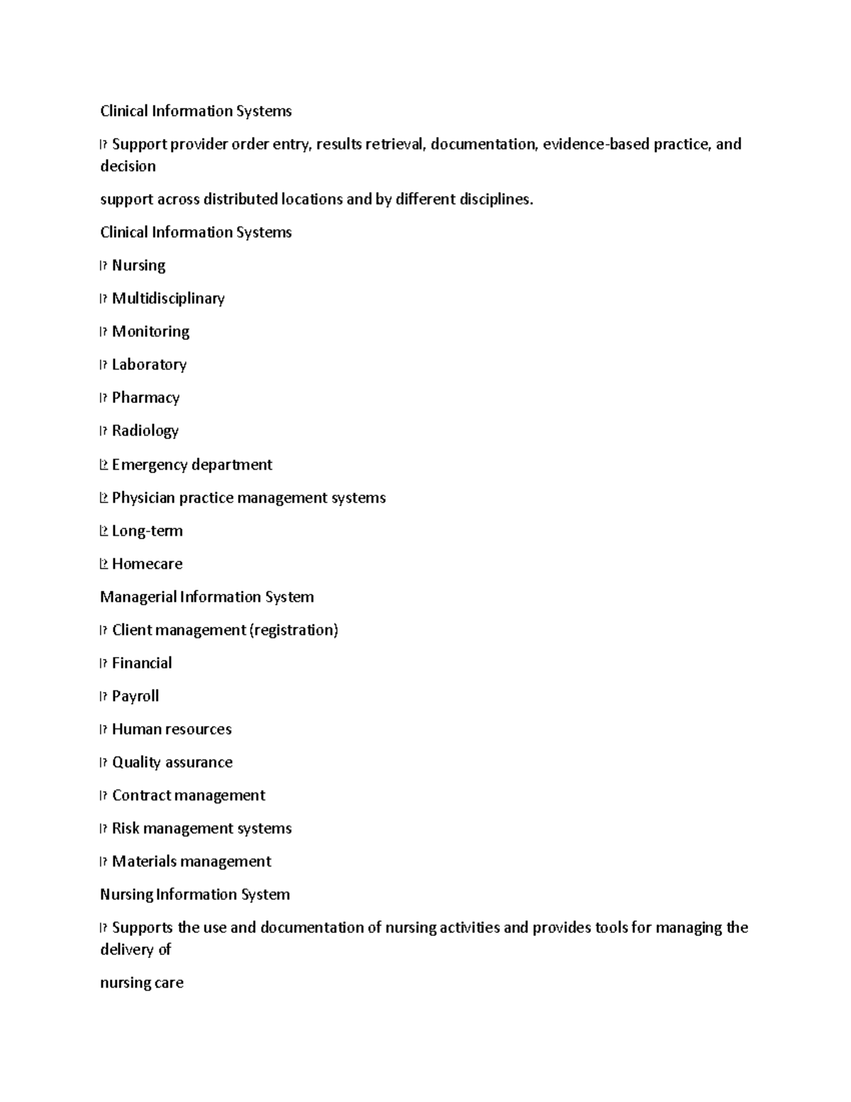 Nursing notes 5 - Clinical Information Systems Support provider order ...