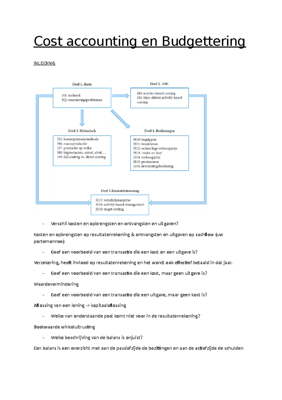 Cost accounting en Budgettering - Cost accounting en Budgettering ...