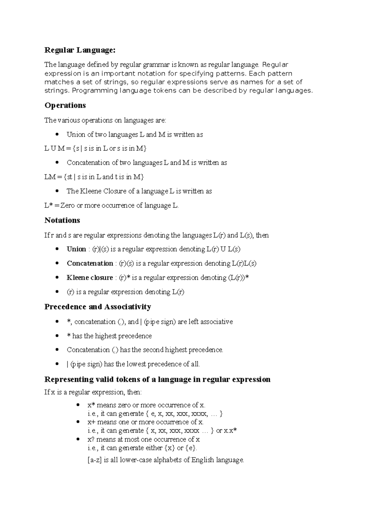 Compiler Construction - Regular Language: The language defined by regular grammar is known as ...