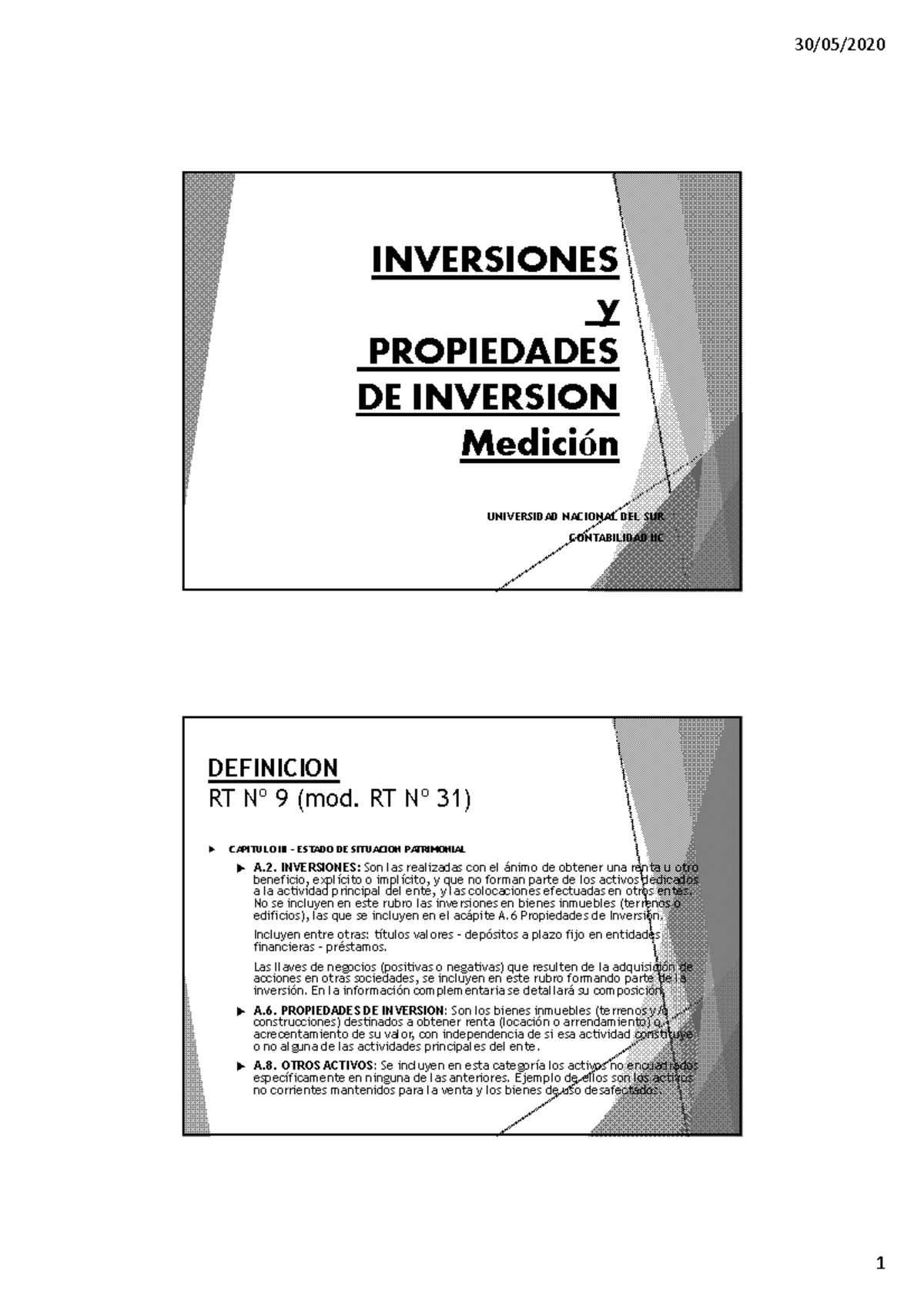 Resumen Inversiones y Prop. de Inversión - INVERSIONES y PROPIEDADES DE ...