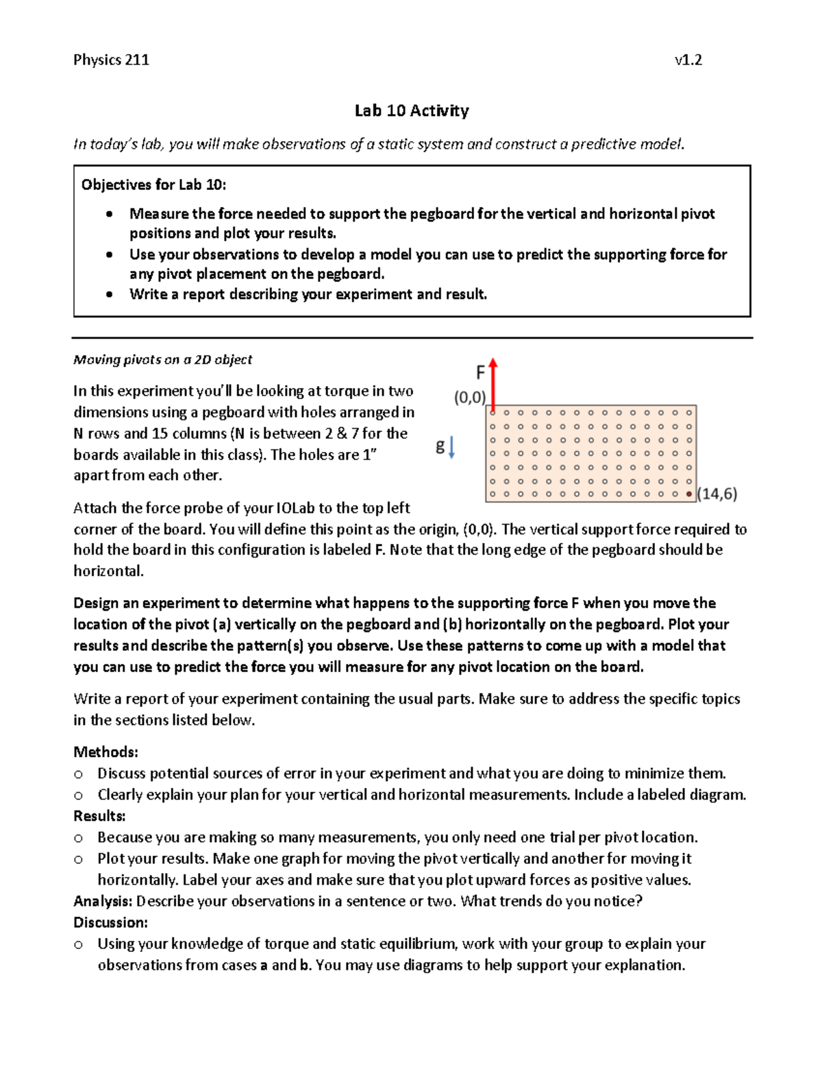 Lab10 activity - Physics 211 v 1. Lab 10 Activity In today’s lab, you ...